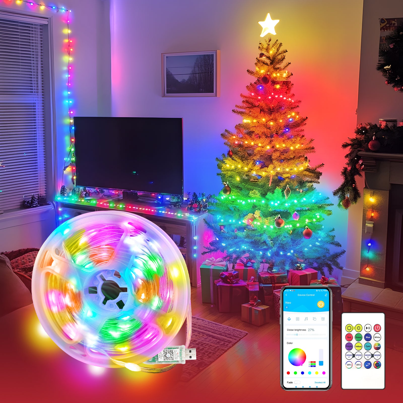 Smart Fairy Lights - RGB Color Changing String Lights with App Control ...